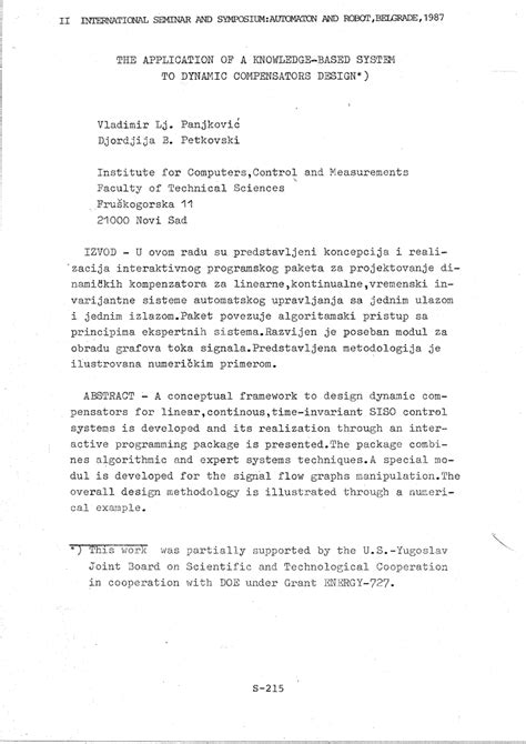 Pdf The Application Of A Knowledge Based System To Dynamic Compensators Design