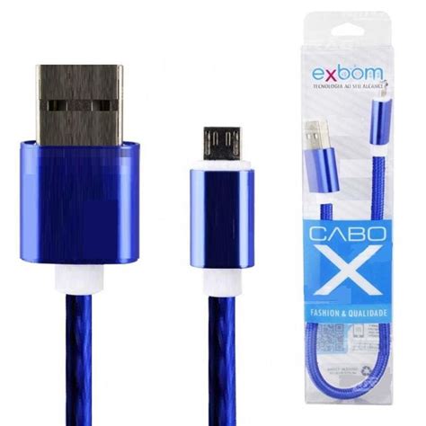 Cabo Micro Usb Revestido Exbom Cm Carga Rapida Aries Inform Tica Papelaria Aries