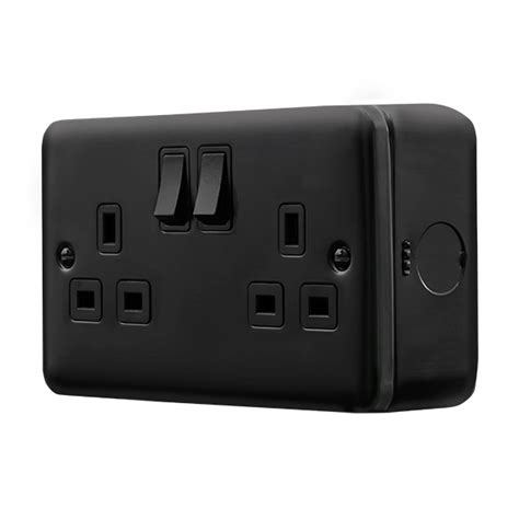 Click Metal Clad Pro Matt Black 13a 2 Gang Double Pole Switched Socket Outlet Mcp536bk