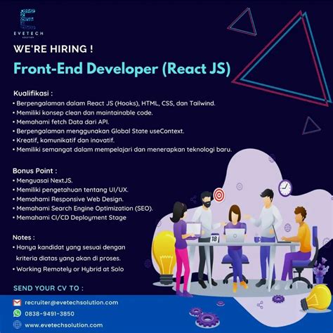 Lowongan Kerja November 2022 Front End Developer Evetech Solution Di