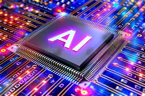 Ai Chip On Circuit Board Advanced Artificial Intelligence Technology Futuristic Digital