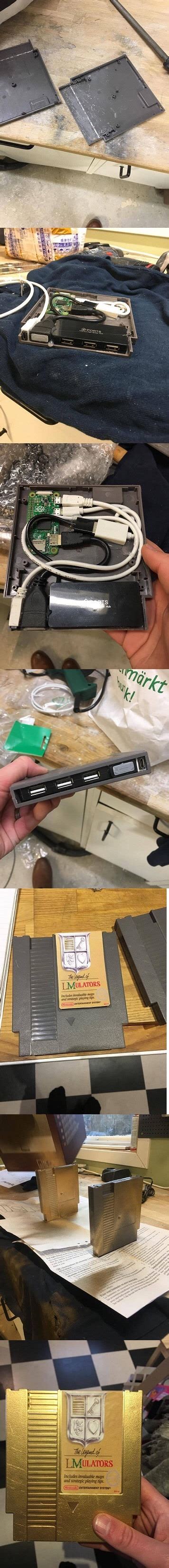 homemade emulator made out of an old nes cartridge using raspberry pi