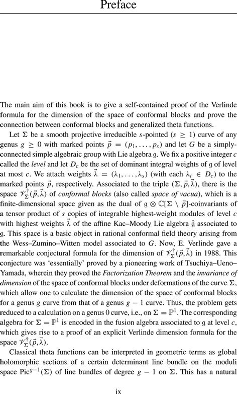 Preface Conformal Blocks Generalized Theta Functions And The