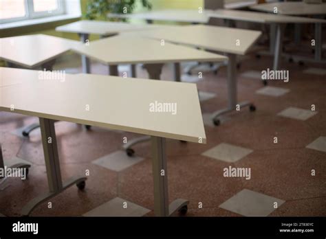 Tables In Recreation School Desks Lots Of Tables Classroom Stock