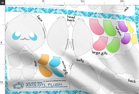 Cut And Sew Rainbow Axolotl Plush Fabric Spoonflower