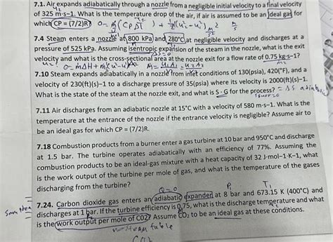 solved 7 1 air expands adiabatically through a nozzle from