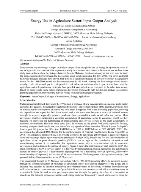 pdf energy use in agriculture sector input output analysis