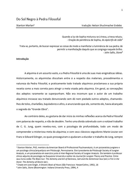 Stanton Marlan Do Sol Negro À Pedra Filosofal Pdf
