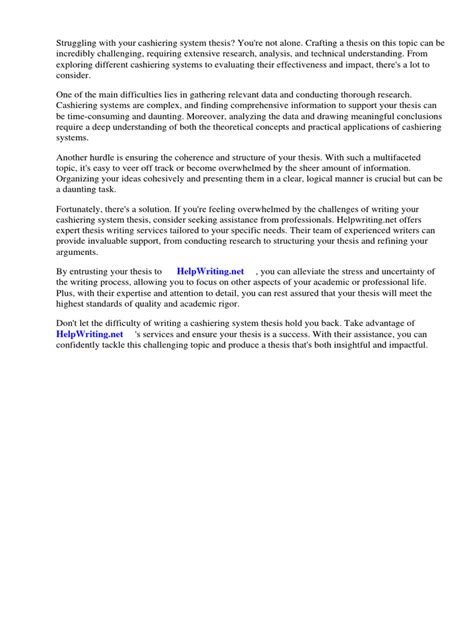 Cashiering System Thesis Pdf Business