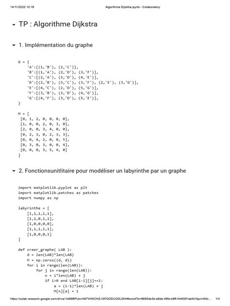 Tp Algorithme Dijkstra 1 Implémentation Du Graphe Pdf