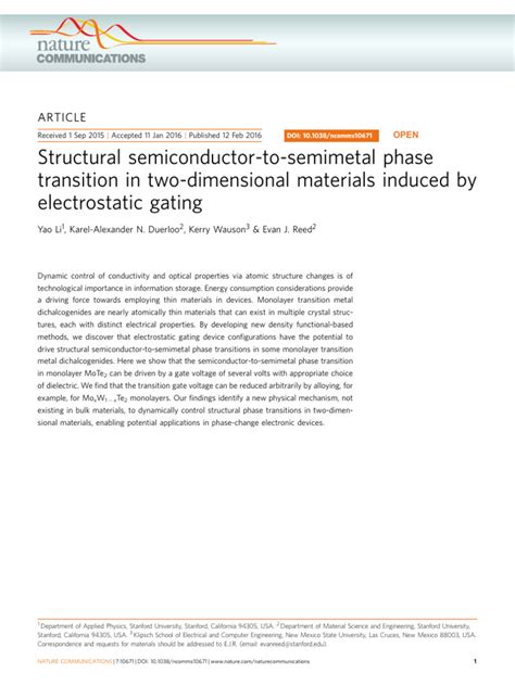 Structural Semiconductor To Semimetal Phase Transition In Two