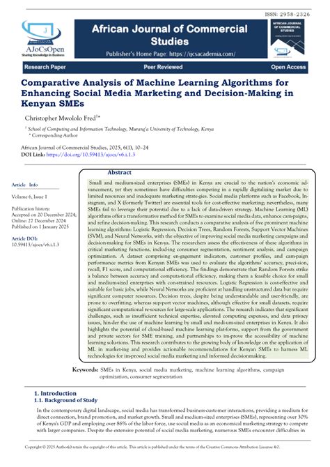 Pdf Comparative Analysis Of Machine Learning Algorithms For Enhancing Social Media Marketing