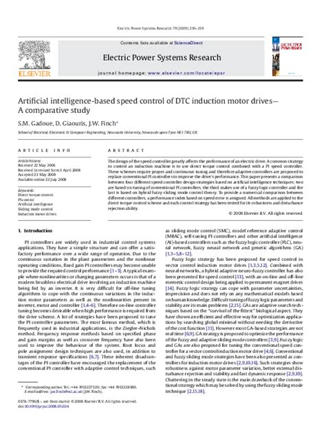 Pdf Artificial Intelligence Based Speed Control Of Dtc Induction