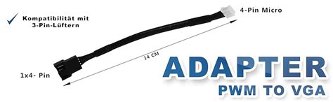 Aabcooling C26 Pwm Adapter 4 Pin Lüfter 4 Pin Splitter 1x Buchse 1x Mikro Stecker Vga Amazon
