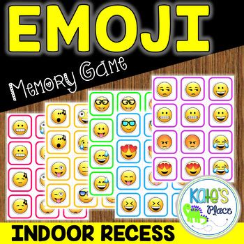 Emoji Memory Game Indoor Recess By Kate S Place TpT