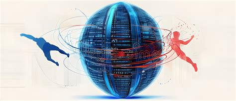 Illustration Of An Abstract Rotating Digital Sphere With Resembling Pattern Stock Illustration