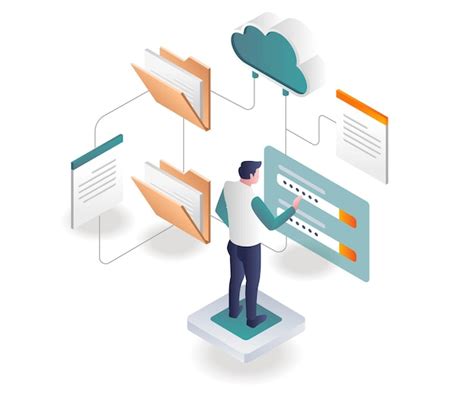 Premium Vector Man Entering Cloud Server Data Password