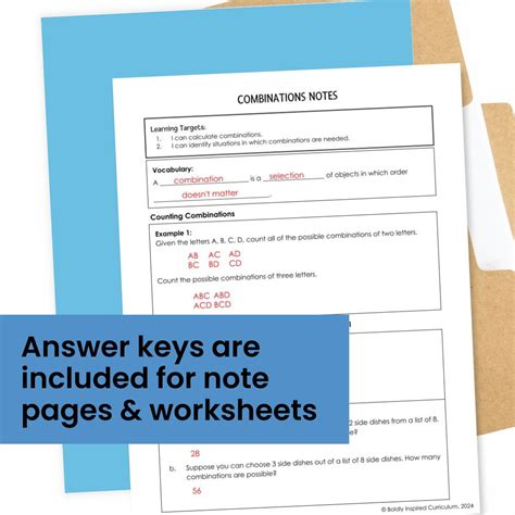 Combinations And Permutations Guided Notes Bundle Boldly Inspired Curriculum