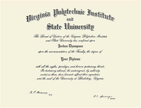 Virginia Tech Diploma Frame Virginia Tech Diploma Frame Vintage