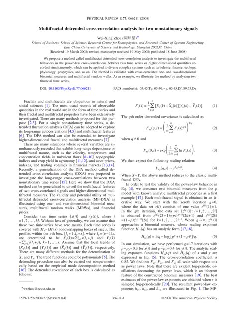 Pdf Multifractal Detrended Cross Correlation Analysis For Two