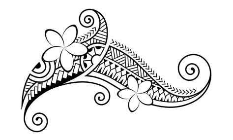 Maori Style Tattoo Ethnic Decorative Oriental Ornament With Frangipani