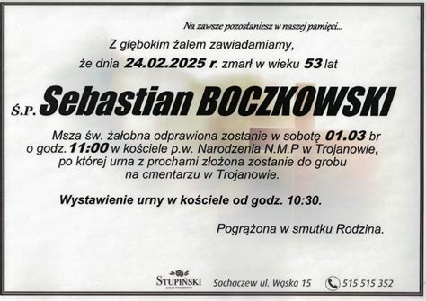 Śp Sebastian Boczkowski Nekrolog