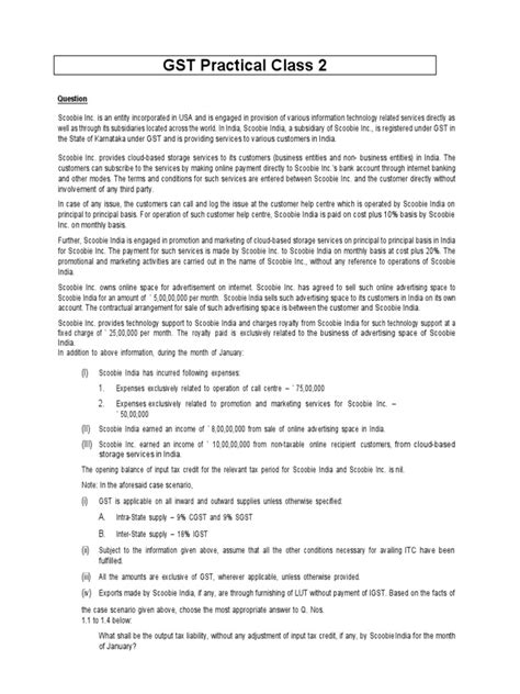 Gst Pracital Class 2 Pdf Value Added Tax Taxes