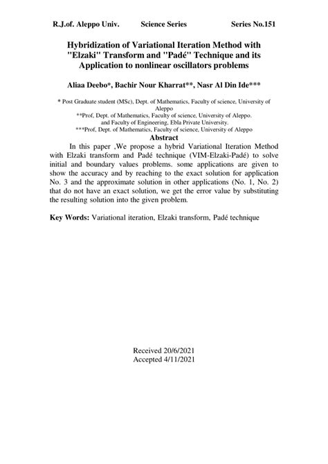 Pdf Hybridization Of Variational Iteration Method With Elzaki