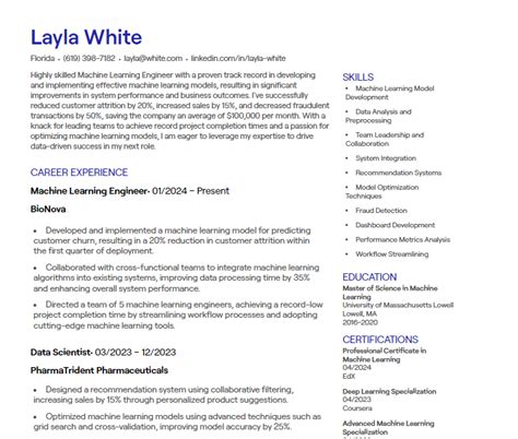 4 Machine Learning Engineer Cv Examples Free Templates