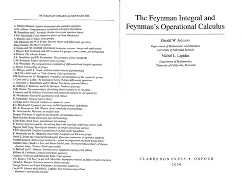Pdf The Feynman Integral And Feynmans Operational Calculus