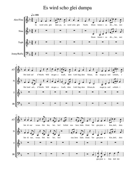 Es Wird Scho Glei Dumpa Anton Reidinger Es Werd Scho Glei Dumpa Sheet Music For Vocals Satb