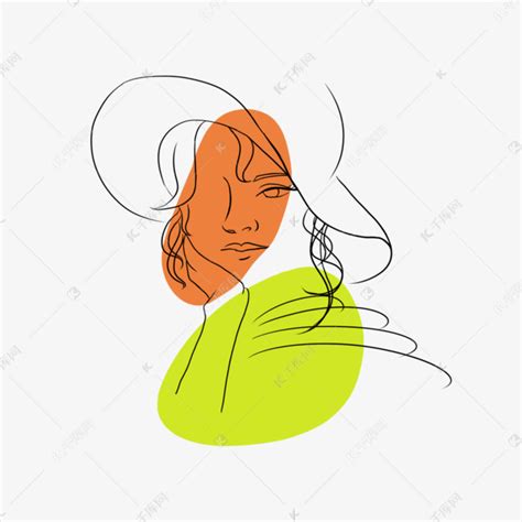 抽象线条画花卉女性简约素材图片免费下载 千库网