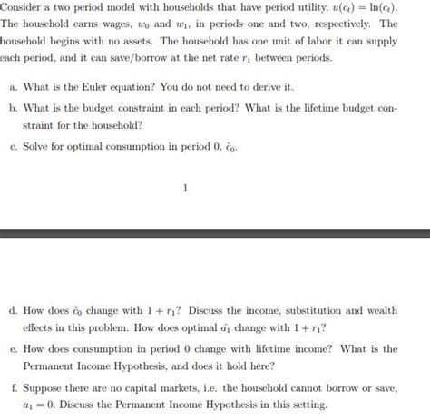 [solved] Consider A Two Period Model With Households That