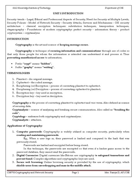 Cns Unit I Introduction Pdf Cryptography Public Key Cryptography