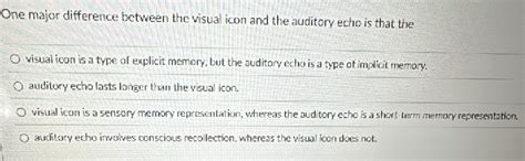 One Major Difference Between The Visual Icon And The Auditory Echo Is