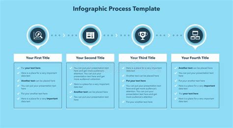 Infographic Process Template With Four Steps Blue Version Stock Vector Illustration Of