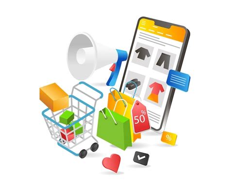 온라인 쇼핑 할인 사냥의 아이소 메트릭 그림 평면 3d 개념 프리미엄 벡터