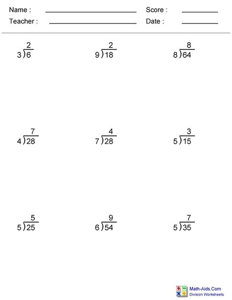 Long Division Worksheet Answers