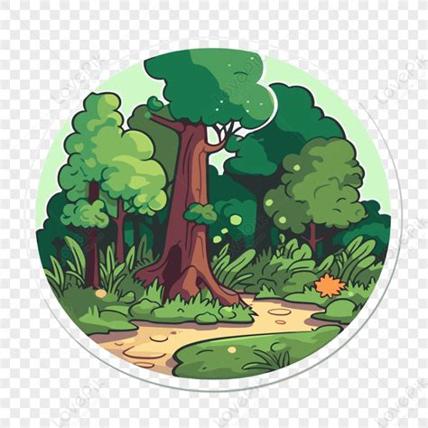 숲 경로와 나무 격리 아이콘 디자인 일러스트와 함께 만화 숲 장면 벡터발트상표 Png 일러스트 무료 다운로드 Lovepik