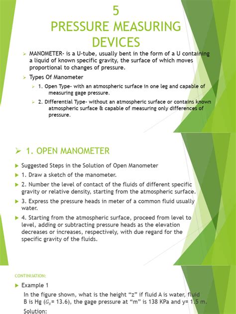 Fluid Mech Topic 5pdf Manometer Pdf