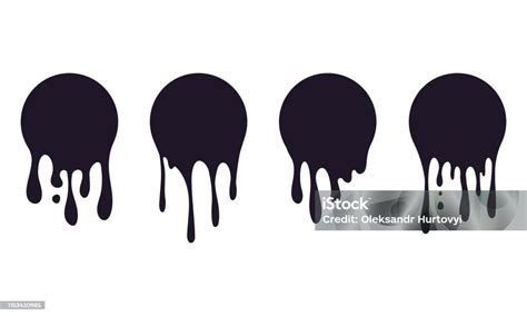 떨어지는 원 페인트의 집합입니다 물방울 스티커 또는 원 라벨을 페인트 합니다 잉크 방울 스플래시 블랙 드 릭 소스 현재 라운드 반점 잉크 페인트 누출 또는 액체 초콜릿