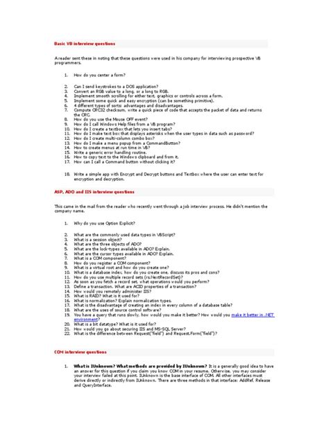 basic vb interview questions pdf component object model computer