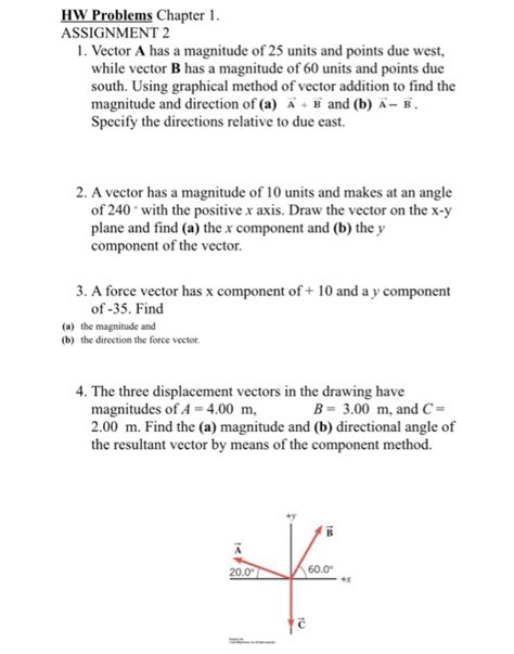 Solved Hw Problems Chapter 1 Assignment 2 1 Vector A Has A