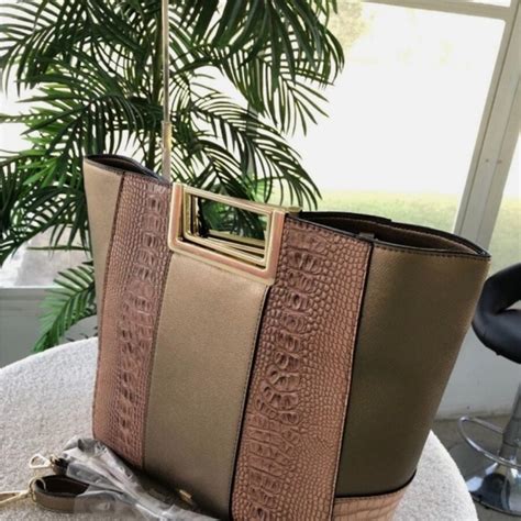 Kate Landry Bags Kate Landry Brown Croc Embossed Handshoulder