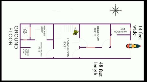 14x48 House Design West Facing 14by48 Home Plan 14 48 Home Plan Youtube