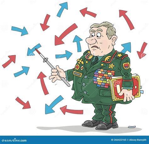 General At A Confusing Map Of Military Operations Cartoon Vector