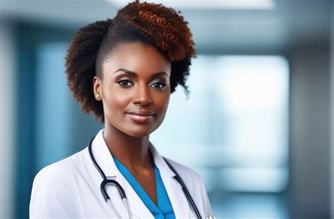 Premium Photo Portrait Of A Black Female Physician On A Blue