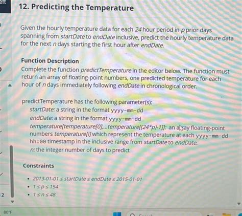 12 predicting the temperature given the hourly temperature data for