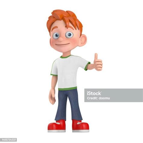 만화 작은 소년 십대 사람 캐릭터 마스코트 엄지 손가락을주는 것 3d 렌더링 Friendly Match에 대한 스톡 사진 및 기타 이미지 Friendly Match