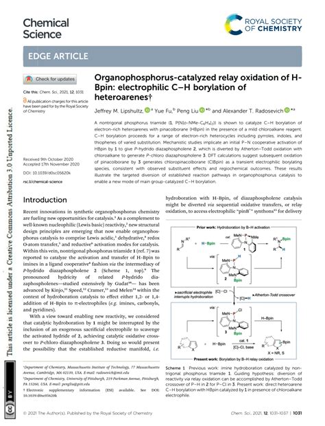 Pdf Organophosphorus Catalyzed Relay Oxidation Of H Bpin